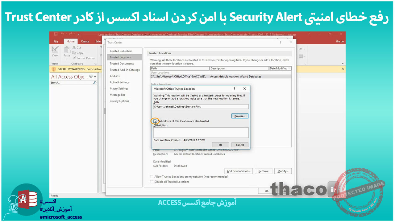 آشنایی با Trust Center و امن کردن اسناد اکسس با رفع خطای Security Alert ...