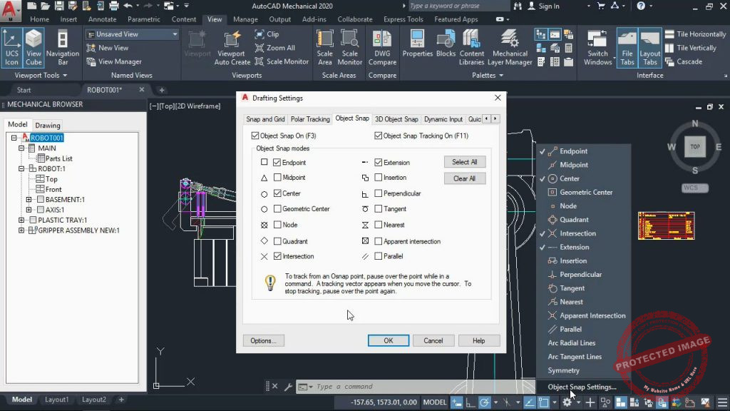 کادر محاوره ای تنظیمات نقشه کشی یا Drafting Settings - طهاکو