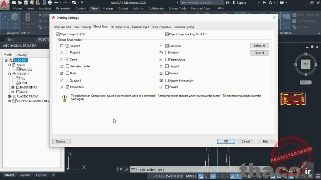 کادر محاوره ای تنظیمات نقشه کشی یا Drafting Settings - طهاکو