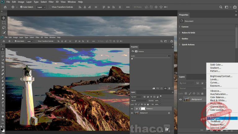 بررسی adjustment layer با نام posterize و بررسی تکنیک های قدرتمند کنترل ...