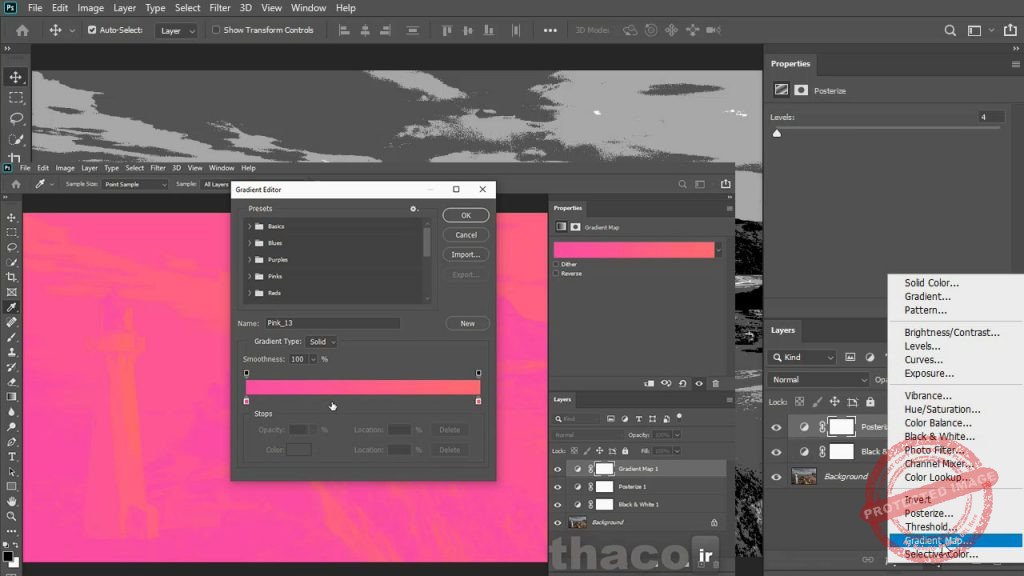 بررسی adjustment layer با نام posterize و بررسی تکنیک های قدرتمند کنترل ...