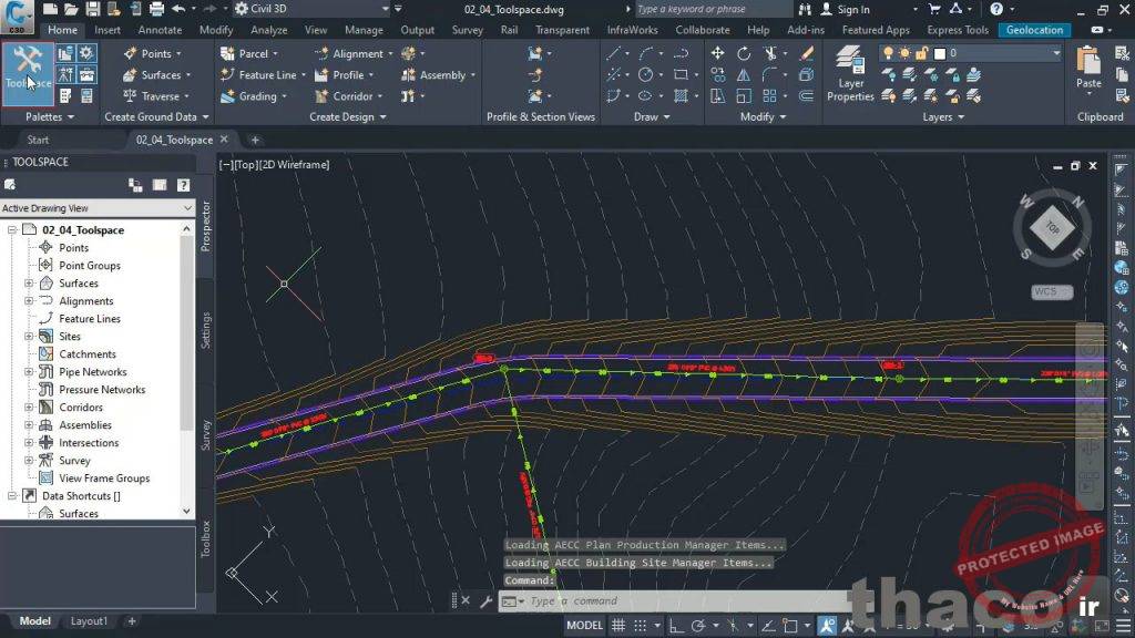 آموزش کار با پالت Toolspace در اتوکد سیویل تری دی - طهاکو