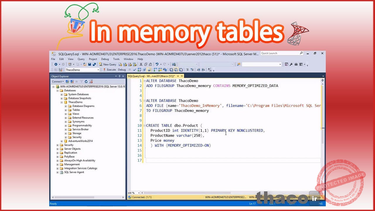 نحوه ایجاد جداول In memory - طهاکو